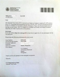 National Visa Center Issues the Case Number Philippines (MNL)